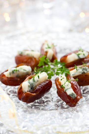Dates Stuffed with Blue Cheese Stock Photo - Image of festive ...