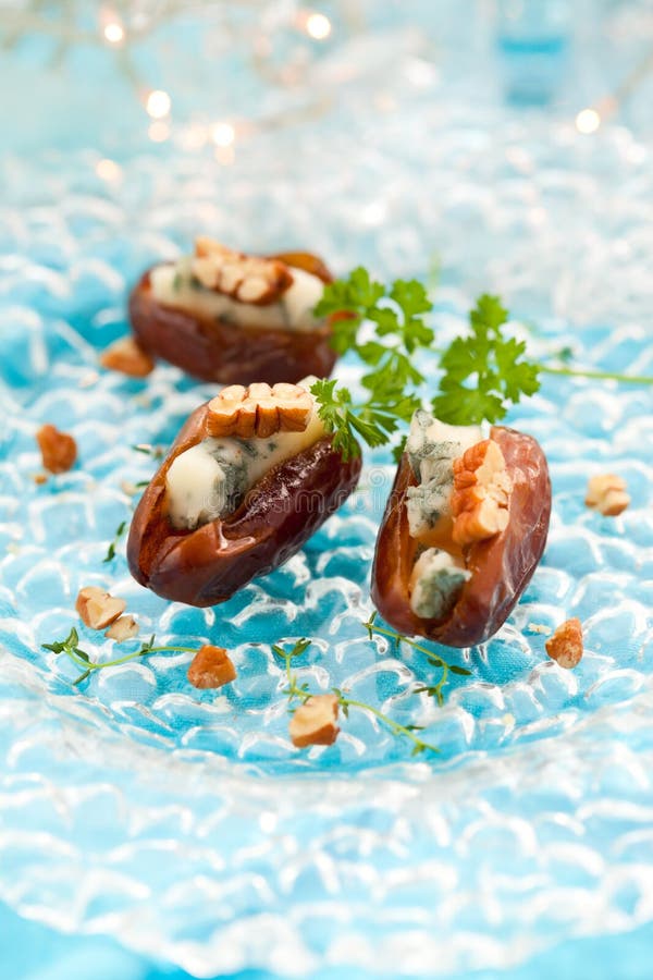 Dates Stuffed with Blue Cheese Stock Photo - Image of festive ...