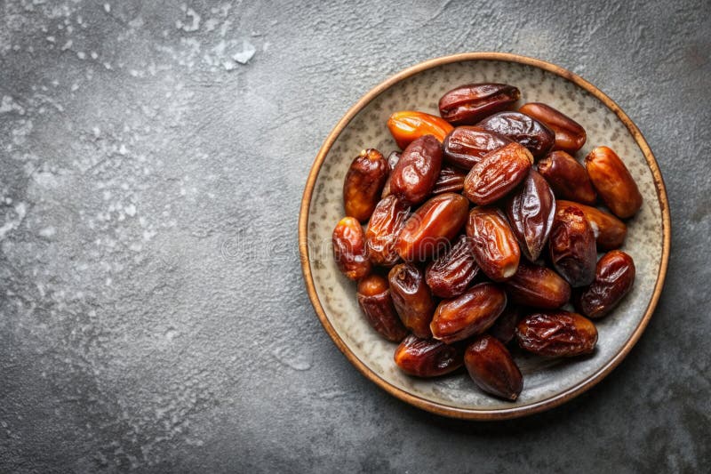 Dates on Top of Plates on Top of Clean Concrete Table Generative AI ...