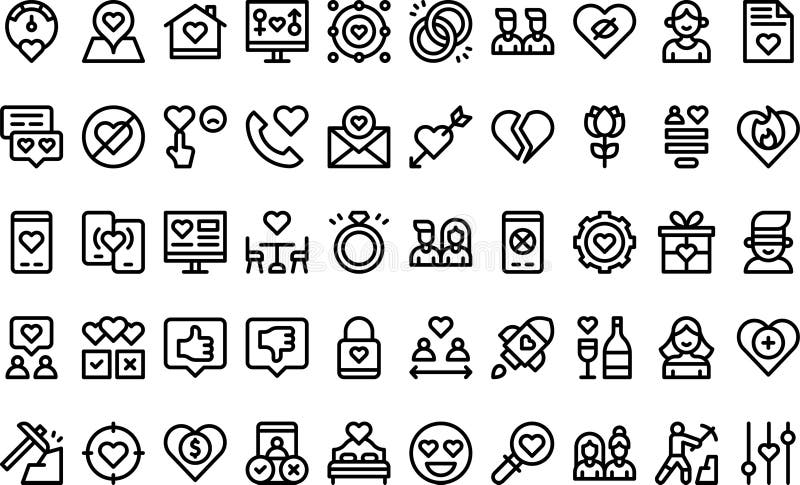 Dating App Icons High-Quality Vector Icons Collection with Editable ...