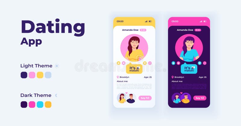 Dating App Smartphone Interface Vector Templates Set Stock Vector ...