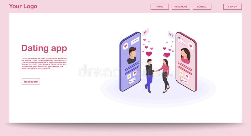 Dating App Webpage Vector Template Stock Vector - Illustration of ...