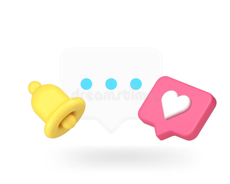 Dating Application Chat Incoming Message Notification with Ring Bell 3d ...