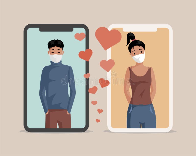 Dating Application during Coronavirus Outbreak Vector Flat Cartoon ...