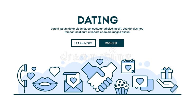 Dating, Concept Header, Flat Design Thin Line Style Stock Illustration ...
