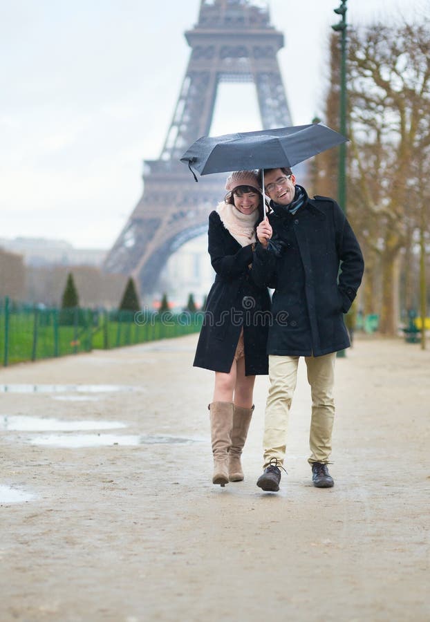 Dating Couple Under the Rain in Paris Stock Photo - Image of dating ...