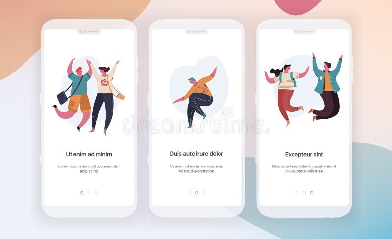 Mobile App Intro Screens. Vector Onboarding Illustration Flat Design ... Mobile App Intro Screens. Vector Onboarding Illustration Flat Design ...