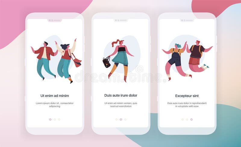 Mobile App Intro Screens. Vector Onboarding Illustration Flat Design ... Mobile App Intro Screens. Vector Onboarding Illustration Flat Design ...