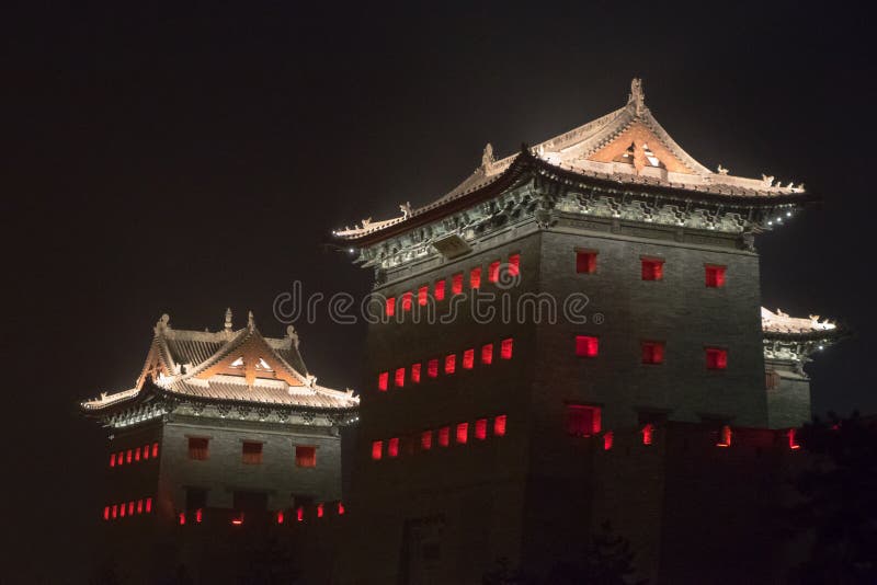 Datong City Wall at Night stock photo. Image of times - 80799632