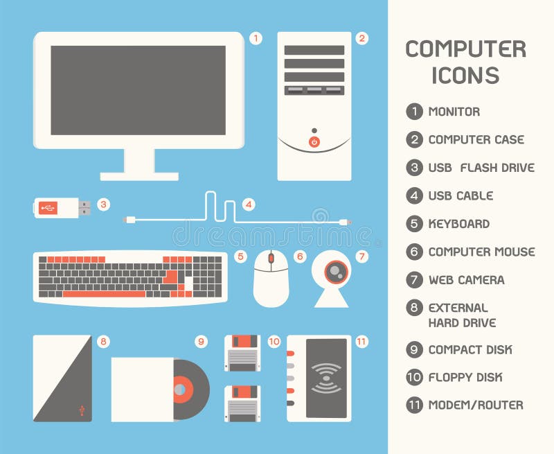 Datorsymbol vektor illustrationer. Illustration av propp - 31602323