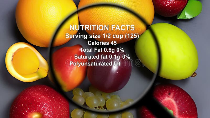 Datos Nutricionales Sobre Diversas Frutas Y Hortalizas Metrajes - Vídeo ...