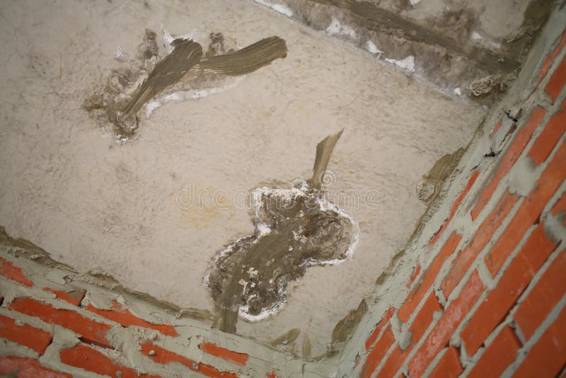 Daubed Cement Cracks in Concrete Stock Image - Image of building ...