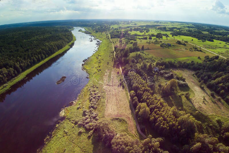 Daugava river, Latvia. stock image. Image of aerial, europe - 75706135