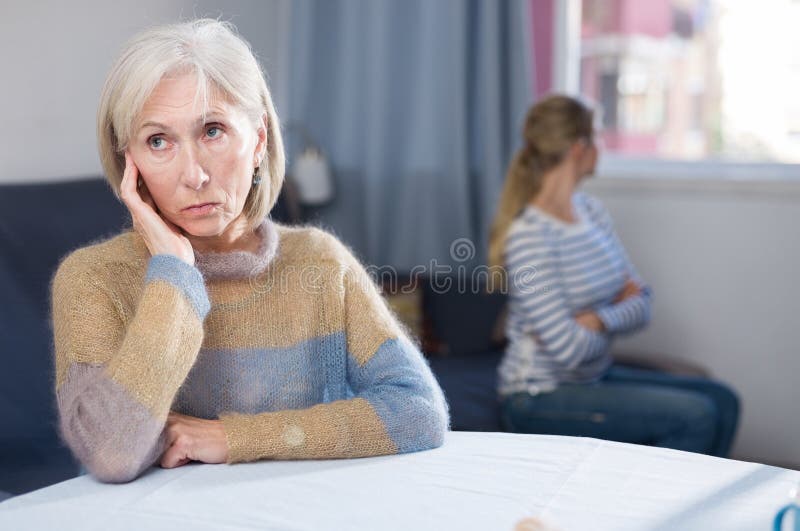 Daughter Angry with Elderly Mother at Home Stock Photo - Image of ...