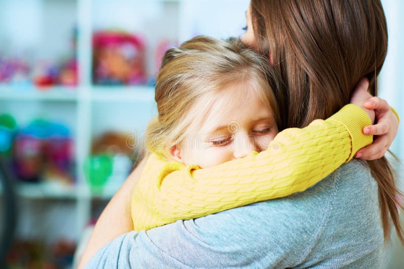 Daughter Embrace Mother. Home Stock Photo - Image of daughter, portrait ...