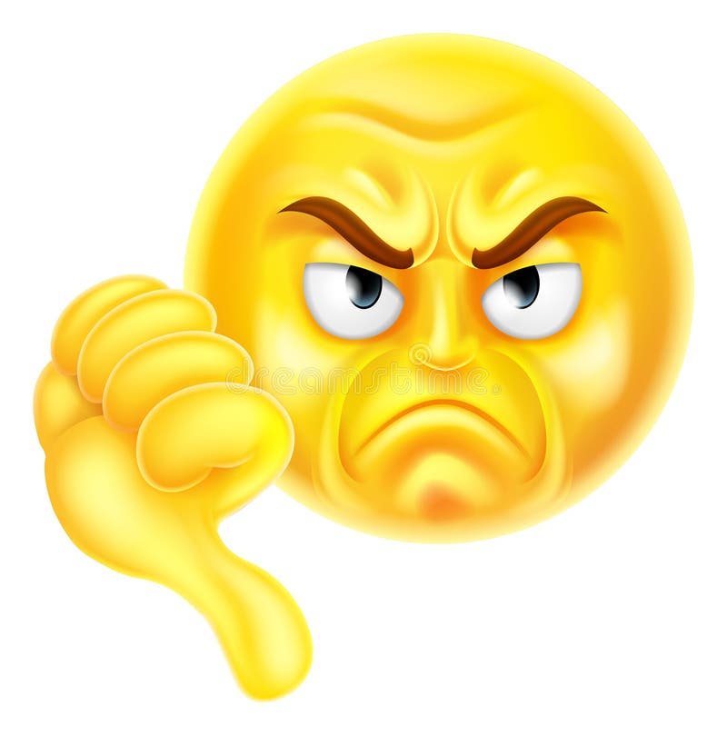 Daumen unten emoji smiley vektor abbildung. Illustration von abneigung ...