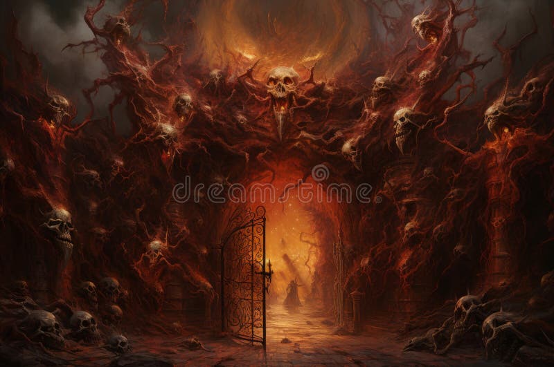 Daunting Gate Fire Hell. Generate Ai Stock Illustration - Illustration ...