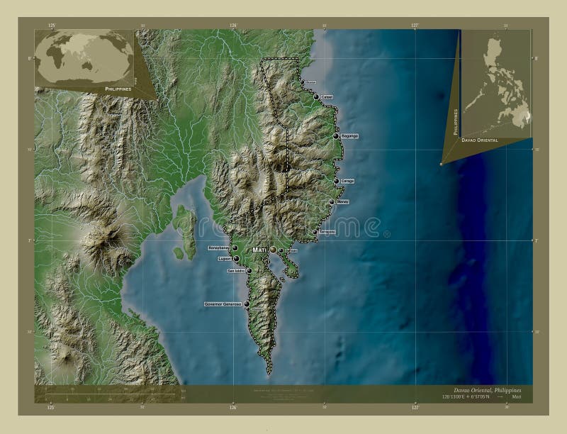 Davao Oriental, Philippines. Wiki. Labelled Points of Cities Stock ...
