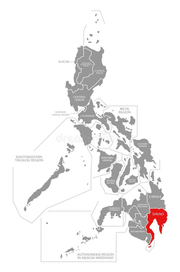 Davao Red Highlighted in Map of Philippines Stock Illustration ...