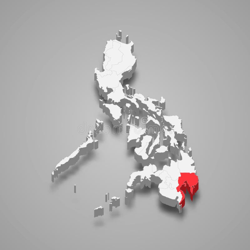 Davao Region Location within Philippines 3d Map Stock Vector ...