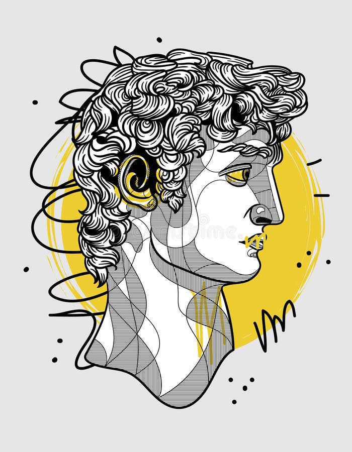 David Classical Sculpture. Creative Geometric Yellow Style Stock ...