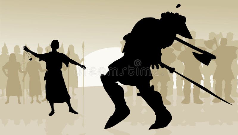 Cartoon of Goliath Defeated by Stock Vector - Illustration of small ...