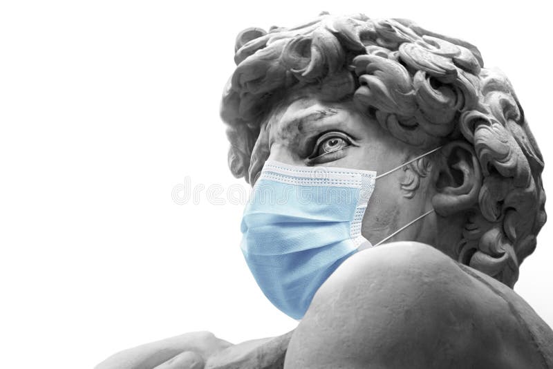 David by Michelangelo with a Medical Mask , Renaissance Sculpture ...