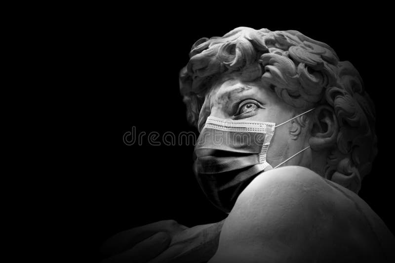David by Michelangelo with a Medical Mask , Renaissance Sculpture ...