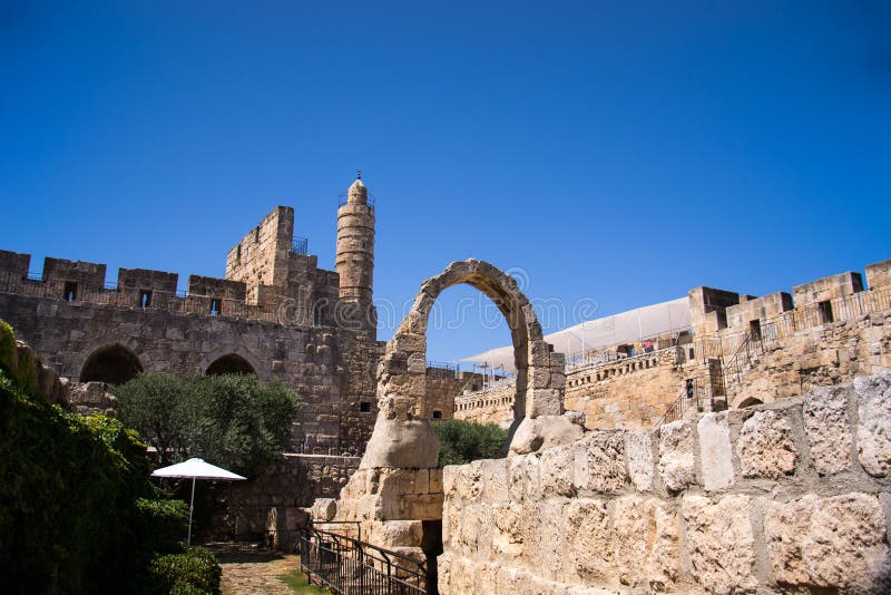 The Tower of David - Old City Walls at Night, Jerusalem Stock Image ...