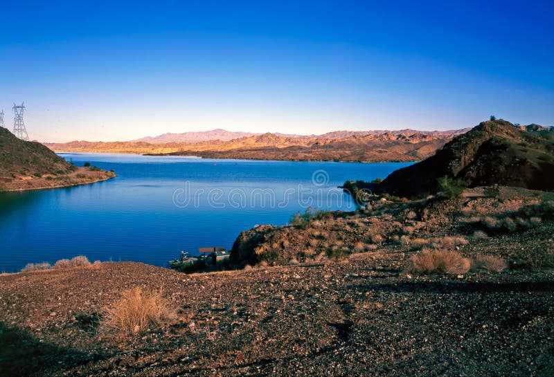 View of the Davis Dam, Nevada Stock Photo - Image of lake, nevada ...