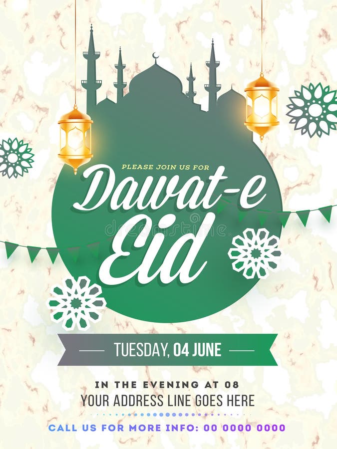 Dawat-E- Eid Flyer or Template Design with Details for Muslim Community ... Dawat-E- Eid Flyer or Template Design with Details for Muslim Community ...