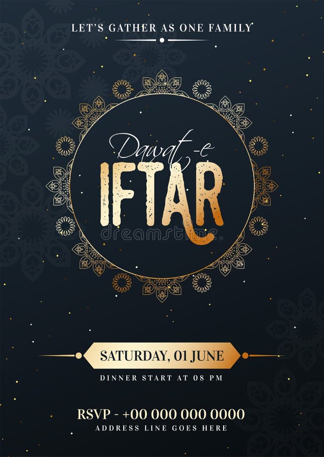 Dawat-E-Iftar Invitation Card or Template Design with Glittering ...
