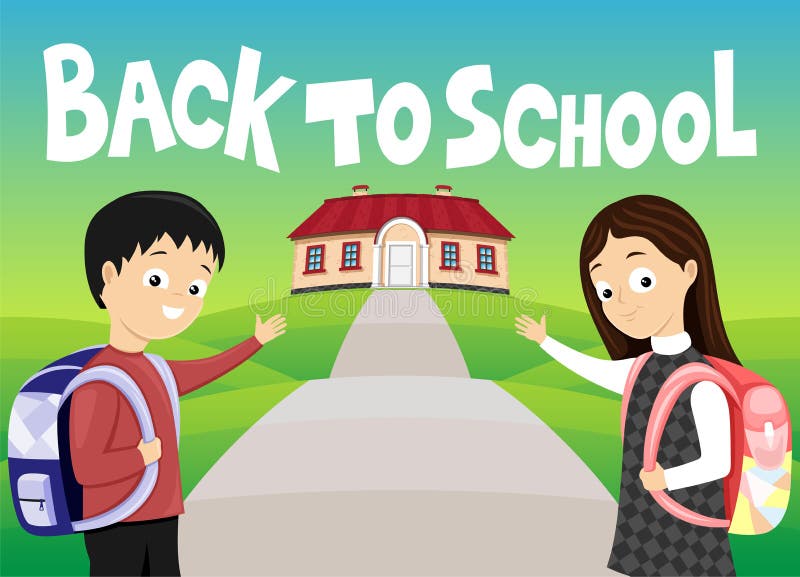 Schoolchildren Walking on the Way To School. Stock Vector ...