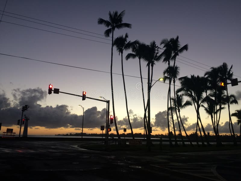 Dawn Above Hilo Bay in Hilo, Hawaii. Stock Photo - Image of waiakea ...