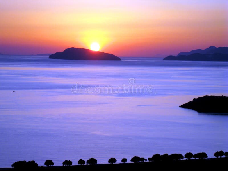 Dawn, Bay of Mirabella Crete Stock Photo - Image of mirabella, morning ...