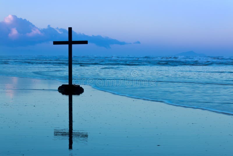 Cross Beach Reflection stock image. Image of symbol, ocean - 39167333
