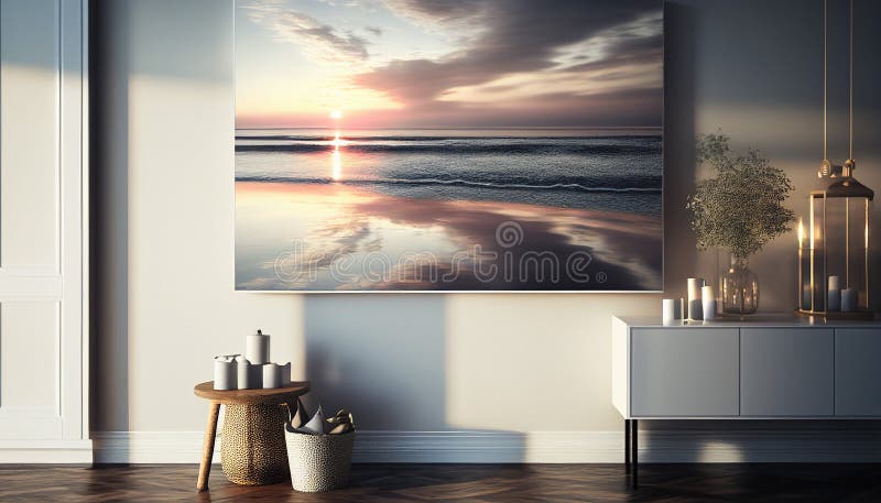 Dawn Breaks on the Ocean a Serene Sunrise Scene. Generative AI Stock ...