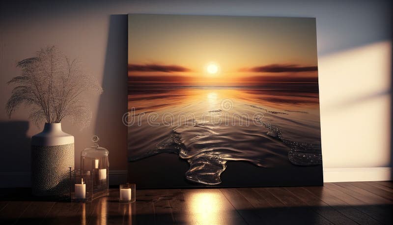 Dawn Breaks on the Ocean a Serene Sunrise Scene. Generative AI Stock ...