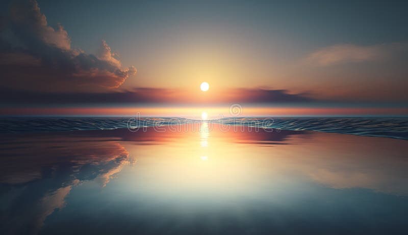 Dawn Breaks on the Ocean a Serene Sunrise Scene. Generative AI Stock ...