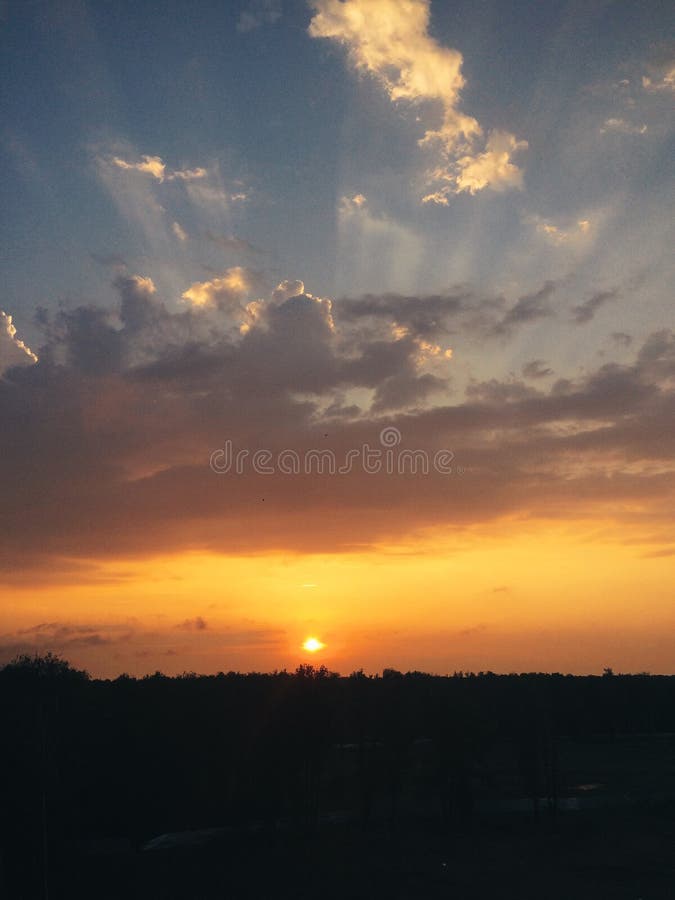 Dawn Clouds Sun and Blue Orange Sky Stock Image - Image of dawn, clouds ...