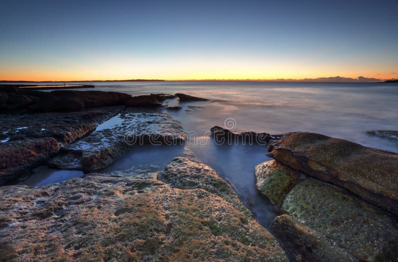 Dawn Coast on the Rocks at Cronulla, Australia Stock Image - Image of ...