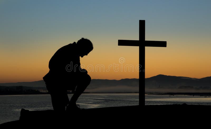 Dawn Cross Prayers stock image. Image of jesus, river - 38912077