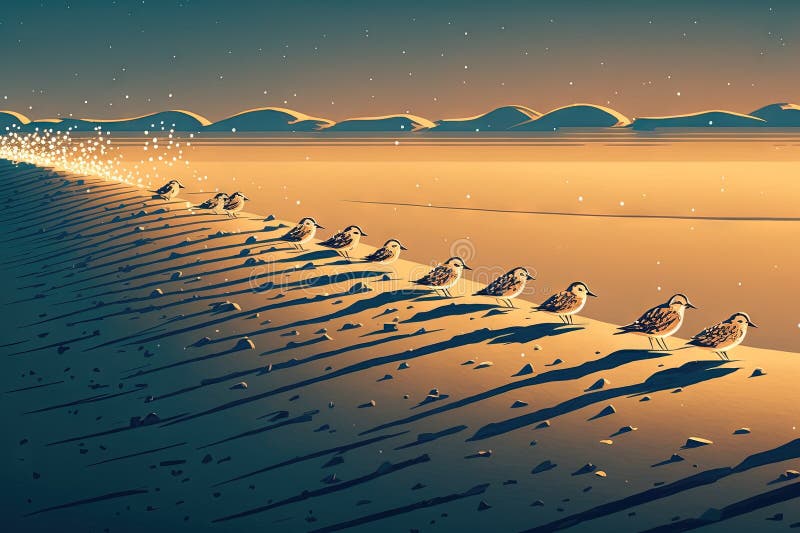 Dawn Dove Tracks on Wet Beach Sand Stock Illustration - Illustration of ...