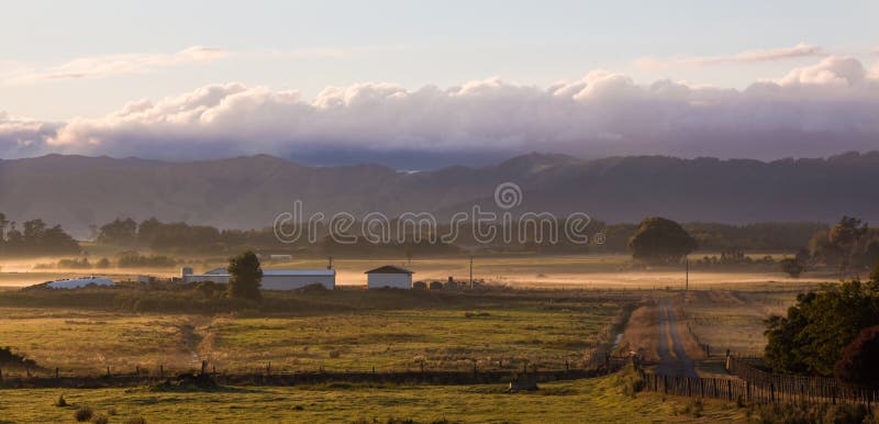 Dawn on the Farm stock photo. Image of road, track, countryside - 30870834