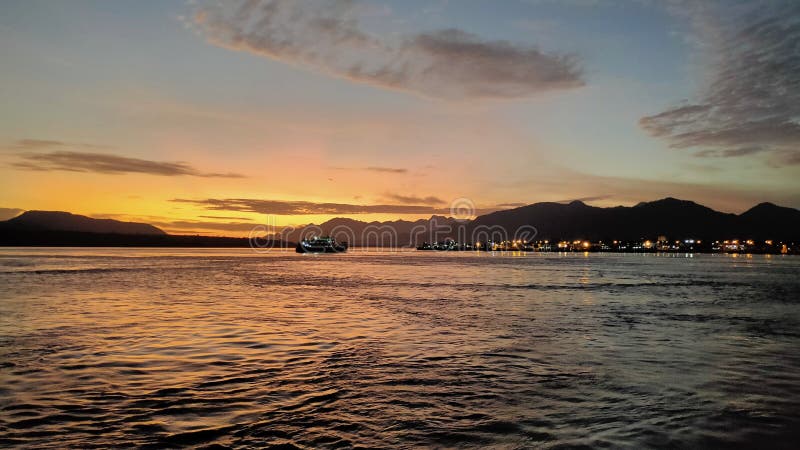 Dawn at Gilimanuk Harbour, Jembrana, Bali, Indonesia. Stock Image ...