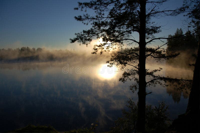 Dawn on lake stock photo. Image of landscape, dawn, fogg - 6425606