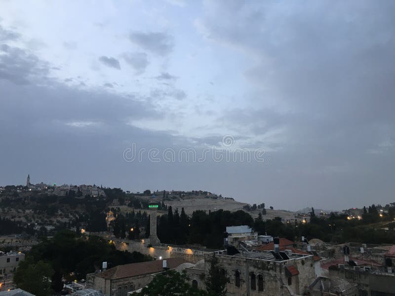 Dawn in May in Old City in Jerusalem in Israel. Stock Image - Image of ...