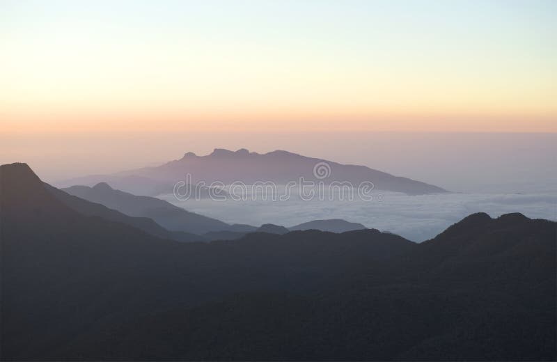 Dawn in the Mountain of Ceylon. the View from Adam S Peak Stock Photo ...