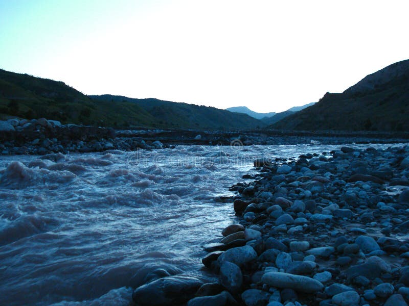 Dawn on a mountain river stock photo. Image of muminabad - 50786130
