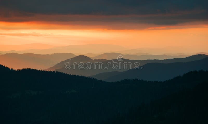 Dawn in mountains stock photo. Image of horizontal, geography - 13566944